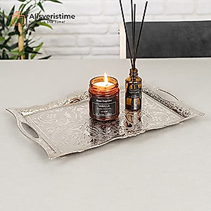 Alisveristime Turkish Ottoman Coffee Tea Beverage Serving Square Tray (Silver)