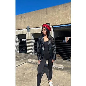 Emstate Winner Caps Unisex Cowhide Leather Beret Made in USA (Black)