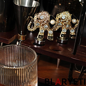 Wine Bottle Stopper Airtight Seal-Decorative Crystal Polygonal Gem Pearls Elephant Animal Gold Bottle Topper for Wine &Beverage Plug,Set of 1