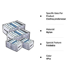 VANREYIN Extra Large 7 compartments Water Laundry Cabinet Clothes Storage Box, Jeans Compartment Storage Box 17.5-inch Foldable Closet Drawer Storage Box Bedroom