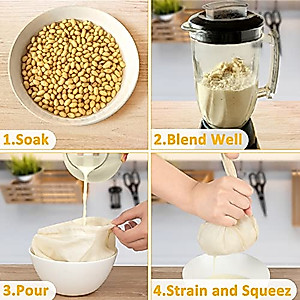 Bellamei Nut Milk Bag 3 Pack 14"x14" Organic Unbleached Cotton Reusable Cheesecloth Bags for Straining Almond Milk Juice Cold Brew Tea Cheese making Celery Juice Nut Bag