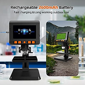 Digital Coin Microscope 4.3 inch Screen Handheld Microscope 1080p LCD Digital Microscope Video Camera 1000X Coin Magnifier with 8 Adjustable LED Lights for PCB Soldering for Adults/Kids Outside Use.