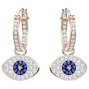 Swarovski Duo Evil Eye Hoop Pierced Earrings Dark Multi One Size