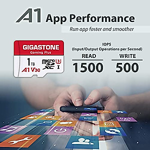 [Gigastone] 1TB Micro SD Card, Gaming Plus, MicroSDXC Memory Card for Nintendo-Switch, Wyze, GoPro, Dash Cam, Security Camera, 4K Video Recording, UHS-I A1 U3 V30 C10, up to 100MB/s, with Adapter