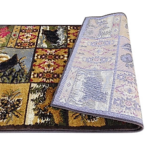 Area Rug Runner Wildlife Bear and Elk Scene (2 Feet 2 Inch X 7 Feet 2 Inch)