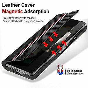 EAXER Compatible with Samsung Galaxy Z Fold 3 5G Case, with S-Pen Pocket, Luxury PU Leather All-Inclusive Case Cover with S Pen Holder (Brown)