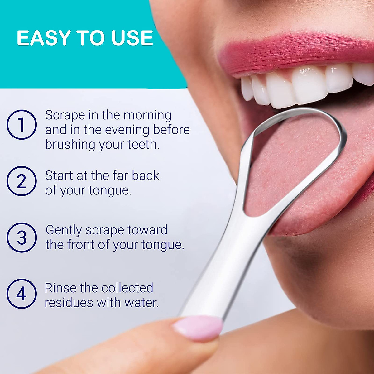 Tongue Scraper,Medical Grade Tounge Scraper Cleaner,Stainless Steel 100% BPA Free Metal Tongue Scrapers,Fights Bad Breath,Great For Oral Hygiene,Tongue Cleaners For Adults And Kids(Pack Of 2)