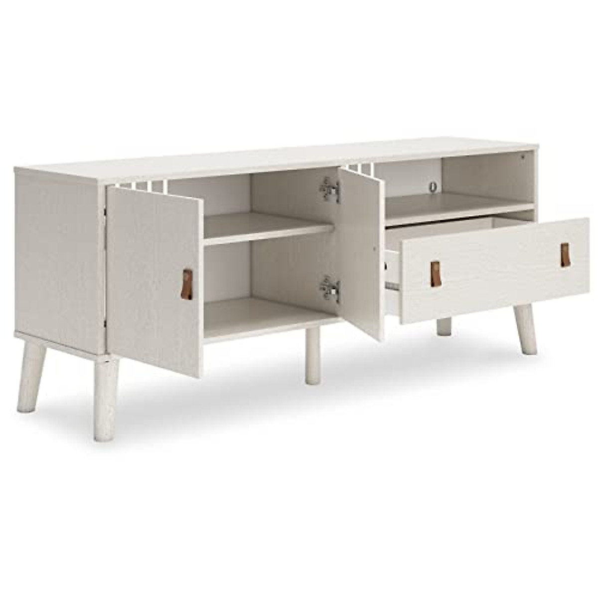 Signature Design by Ashley Aprilyn Contemporary Medium TV Stand up to 59" with 1 Drawer and 2 Shelves, White