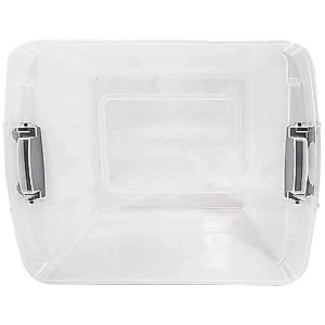 Homz 31 Quart Secured Seal Latch Extra Large Single Clear Stackable Storage Container Tote with Grey Handles for Home, Garage, or Basement (8 Pack)