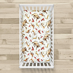 Woodland Animals Design Crib Sheet | Jersey Knit Cotton | Forest Creatures