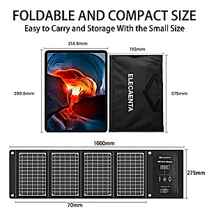 ELECAENTA 30W Solar Panel Charger with 3 USB Ports, PD 18W USB C Fast Charging, IPX5 Waterproof, Foldable Portable ETFE Solar Charger for iPhone, iPad, Samsung Galaxy, LG and Camping Backpacking