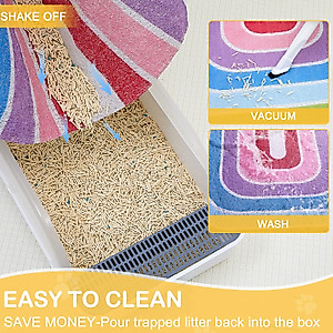Unicorn Catcher Cat Litter Mat Quality Litter Box Mat Large Non-Slip Cat Litter Mat Litter Trapping Mat Soft Kitty Litter Mat Compatible Two Litter Boxes Cat Products Easy to Clean,Rainbow,L