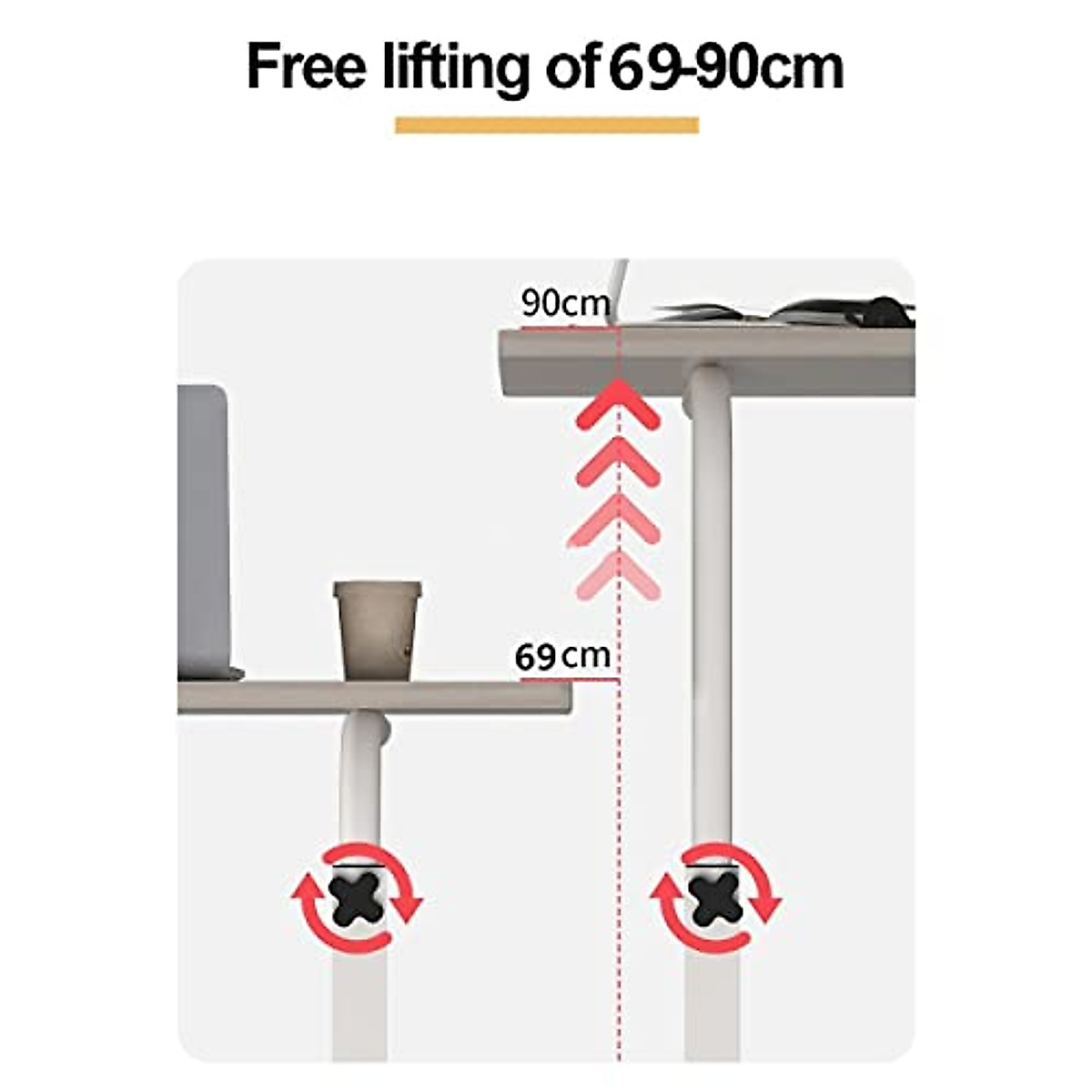 Learn Office Computer Table Mobile Desk Height Adjustable Laptop Table Movable Computer Desk for Small Space Computer Workstations for Home Office with Lockable Caster (Color : A)