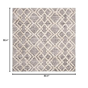 SAFAVIEH Berber Shag Collection Area Rug - 6'7" Square, Grey & Cream, Moroccan Design, Non-Shedding & Easy Care, 1.2-inch Thick Ideal for High Traffic Areas in Living Room, Bedroom (BER213G)