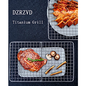 DZRZVD Mini Size Titanium Grill Grate for Backpacking Hiking Outdoor Camping Beach BBQ (Camping Fire Rated) - 10"X6.5"