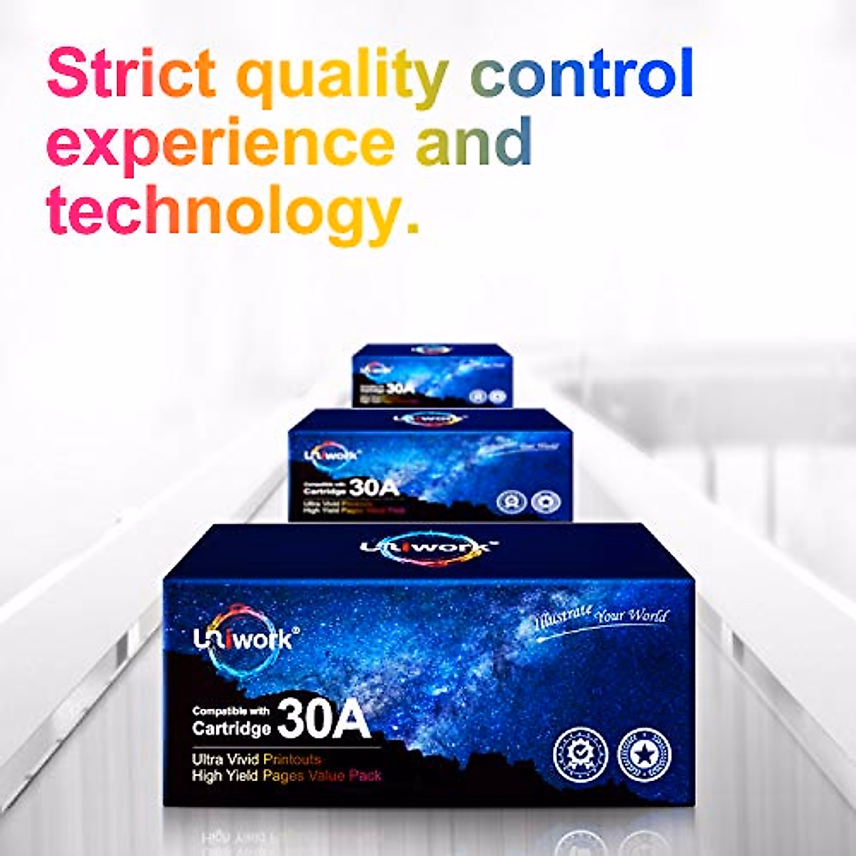 Uniwork Compatible Toner Cartridge Replacement for HP 30A CF230A 30X CF230X use with Laserjet Pro MFP M203dw M227fdw M227fdn M203d M203dn M227sdn M227 M203 Printer, 2 Black