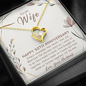 50 Year Wedding Jewelry Gift For Wife – 50 Year Anniversary Necklace Gift For Her – 50th Anniversary Wedding Present – 50th Wedding Anniversary Wife Gift – FLSG00050-9