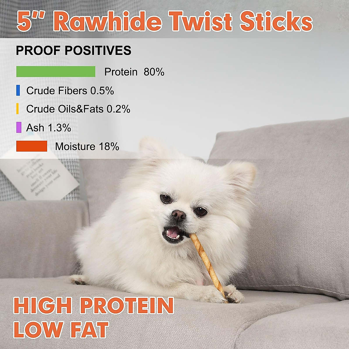 MON2SUN Dog Rawhide Twist Sticks Chicken Flavor 5 Inch Thin Sticks Rawhide Chews Dog Treats for Puppy and Small Dogs 120 Count