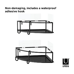 Umbra Cubiko Shower Bin Caddy Set, Corner, Black
