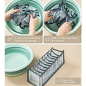 Washable Drawer Organizer Nylon Mesh Fabric Closet Organizer for Underwears Pants T-shirts (White-4pc for Underwear/Sock)