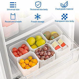 JJYHEHOT 6 PCS Fridge Organizer Bins, Refrigerator Side Door Storage Box, Plastic Clear Storage Container for Fridge Cupboard Pantry Snacks Tins Kitchen