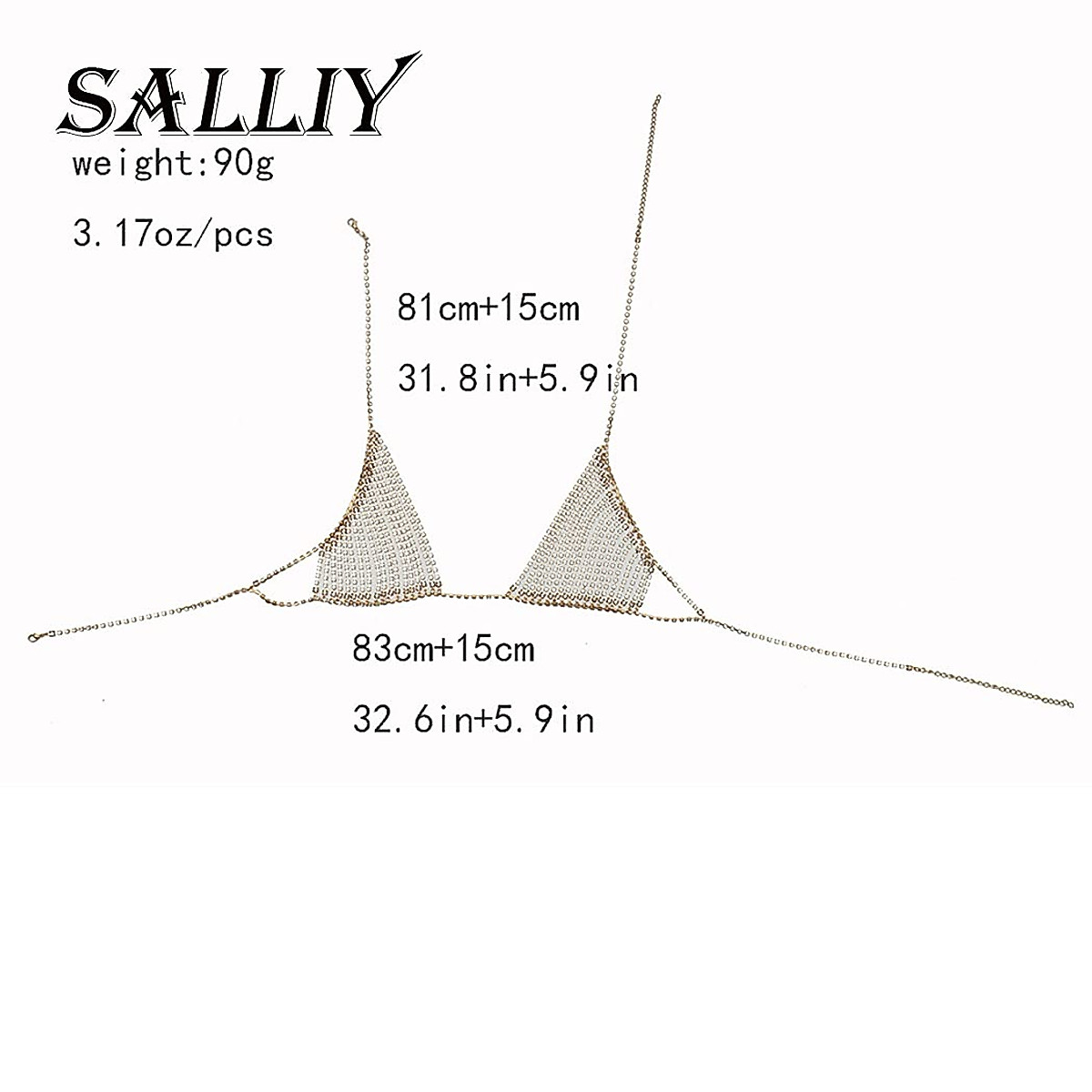 Aiosy Boho Body Chain Bra Silver Sexy Rhinestone Bikini Bra Body Halter Backless Sequins Chain Bra Beach Body Accessories Jewelry for Women (Top+Bottom)