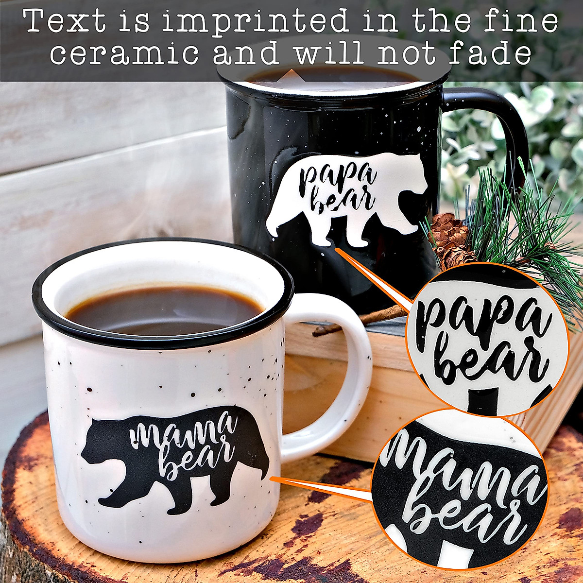 Mama Bear Papa Bear Mug Set of 2, Mom Dad Gifts, Mama and Papa Bear Mugs for Couples, Papa and Mama Bear Mug, New Mama and Papa Bear Coffee Mug Gift, His and Hers Coffee Mug Set Ceramic Mug