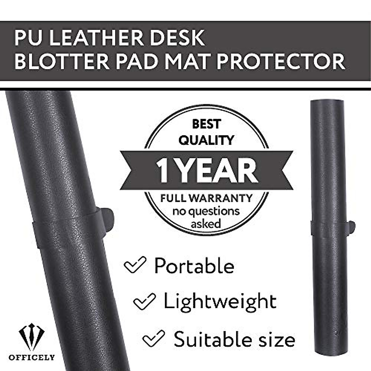 Large Leather Desk Mats for Keyboard and Mouse Pad, Anti-Skid Backing with Heat Resistant and Waterproof Surface, Responsive Desktop for Gaming, Writing, or Home Office Work (Black, 17X36)