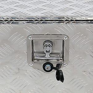 MOTORHOT 42" W x 18" H x 17" D Aluminum Truck Tool Box with Lock & Keys, Diamond Plate Truck Underbody Toolbox Trailer Pickup Truck Bed ATV RV Box Storage Organizer, Silver