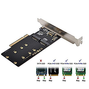 Cablecc Dual 2X NVME M.2 AHCI to PCIE Express 3.0 Gen3 X8 X16 Raid Card VROC Raid0 Hyper Adapter cablecc