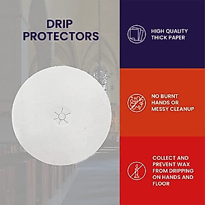 Exquizite 104 Drip Protectors/Candle Bobeches for Devotional Candlelight Vigils, Church Service, Memorial Service, Mass, Ceremonies - Box of 104 Drip Protectors/Paper Bobeches, White 3" Diameter