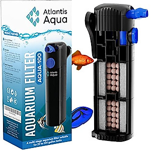Atlantis Aqua™ Internal Filter for Aquarium | Fish Tank Filter | Fish Tank Filter 20 Gallon - 100 Gal, Crystal Clear Water & Healthy Fish Guaranteed | Submersible Aquarium Filter, Filter for Fish Tank