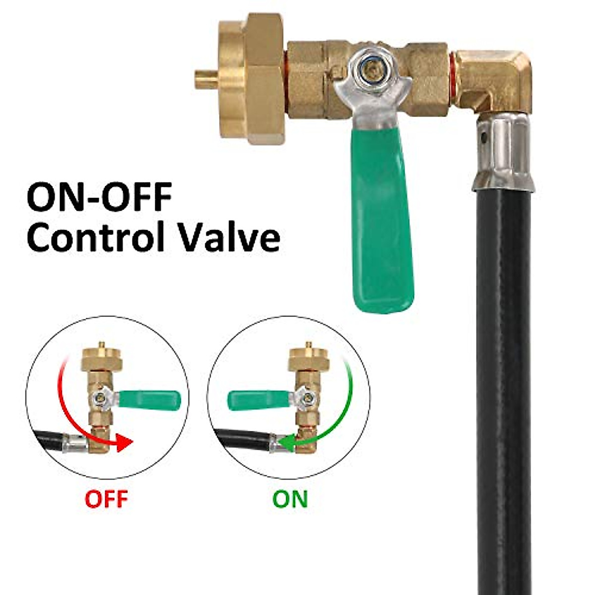 STYDDI 4FT / 48" Propane Refill Adapter Hose, 1Lb Propane Tank Refill Adapter Extension Hose with ON-Off Valve, Filling 1LB Tank Cylinders from 20-50 LB Tank, QCC1/Type 1 Connector, 350 PSI