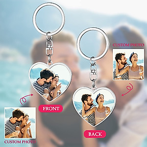Custom Keychain Photo Keychain Personalized Color Picture Keychains Customized Double Sides Colorful Photo Key chains Memorial Gifts for Family Lover