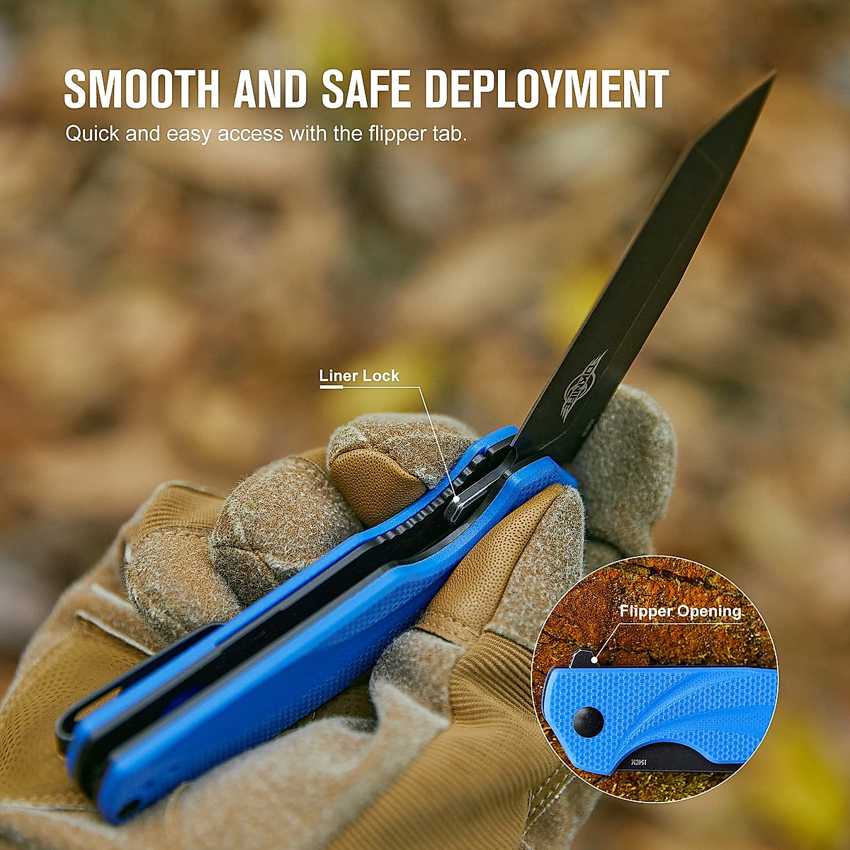 OKNIFE Ratel Folding Pocket Knife, EDC Knife with 154CM Stainless Steel 3.2" Tanto Blade and G10 Handle, Flipper Tab and Liner Lock, Carry Pocket Clip, for Outdoor, Camping, Survival