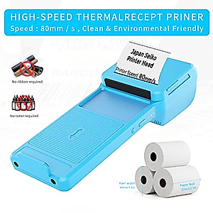 Back Clip Bluetooth 58mm Thermal Receipt Printer and 1D/2D/QR Barcode Scanner Bluetooth 2 in 1 Work with iOS,Windows,Mac,Android