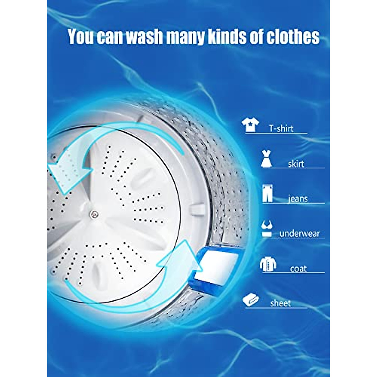 Krib Bling Full-Automatic Washing Machine with Drain Pump, 17.7 lbs Compact Washer, 10 Wash Program & 8 Water Level, Ideal for Apartment, Dorm, RV Grey