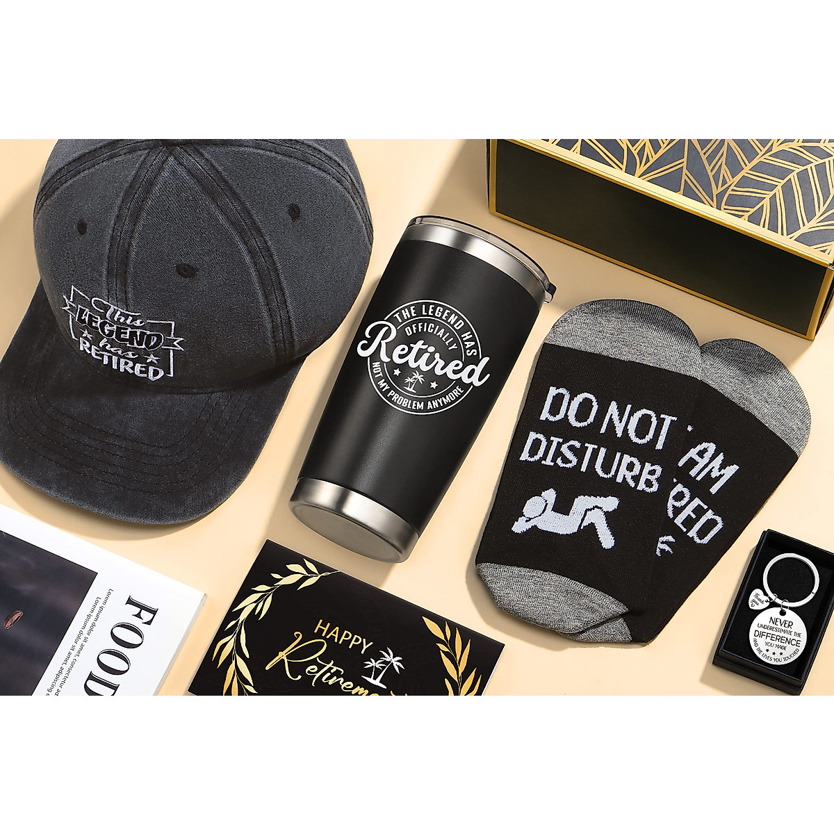 Retirement Gifts for Men 2024, Happy Retirement Gifts for Coworker, Teachers, Boss, Friends, Dad, Grandpa, Retirees, Best Retirement Gifts Set Funny Retired Gifts Basket with Wine Tumbler Baseball Cap