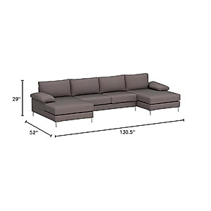 Casa Andrea Milano Modern Large Linen Fabric U-Shape Sectional Sofa, Double Extra Wide Chaise Lounge Couch