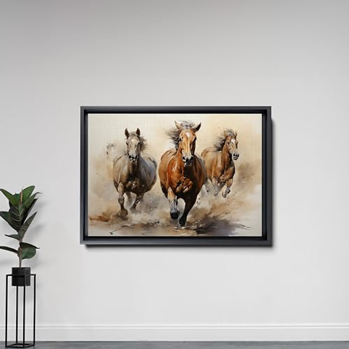 Majestic Black Stallion Galloping In The Clouds, Black Horse On Salt Flats, Canvas Print, Black Horse Print, Black Horse Wall Art