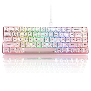 Womier W-K68 60% Keyboard Gaming - Wired Creamy Mechanical Keyboard, Hot-Swappable RGB Custom Mini Key Board with Arrow Keys/Software Supported, Prelubrication Linear Switch - Pink