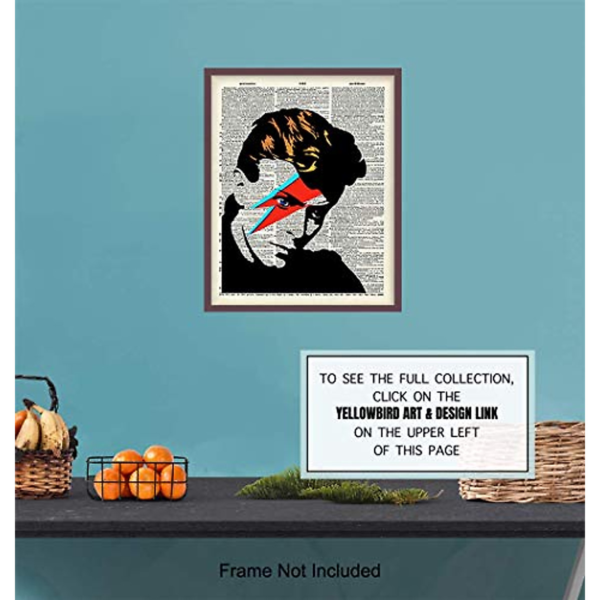 David Bowie Unframed Dictionary Wall Art Print - Great Gift for Rock n Roll Music Fans - Chic Home Decor - Ready to Frame (8x10) Photo - Ziggy Stardust
