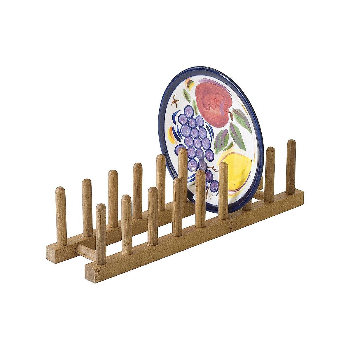 Lipper International 887 Bamboo Wood Plate Rack and Pot Lid Holder, 15-3/8" x 4-3/8" x 4"