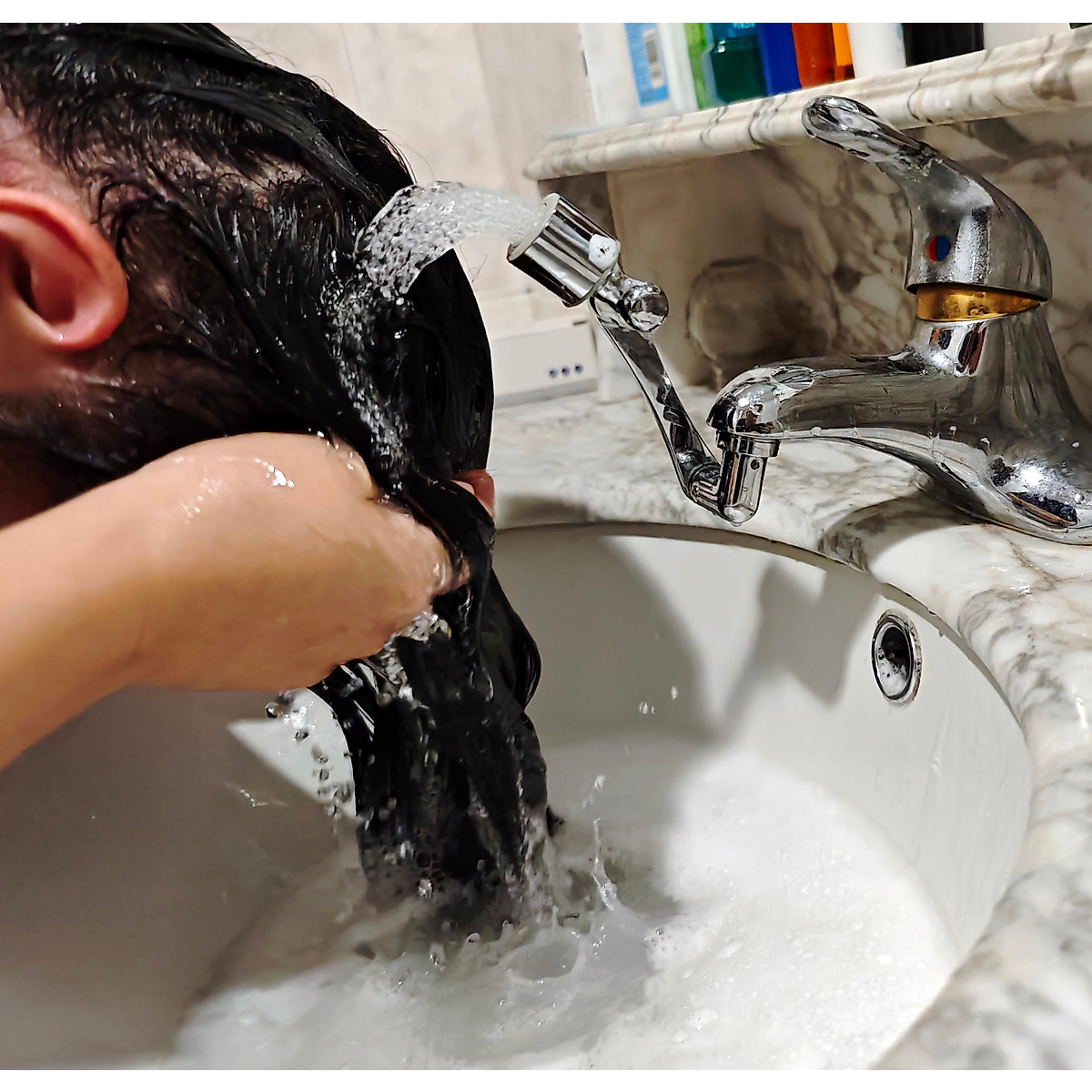 Swivel Sink Faucet Extender - for Bathroom Sink, Kitchen Sink, Toddlers, Kids, Made of Solid Copper, 2 Mode Water Outlets - Easily Extend The Reach of Your Faucet