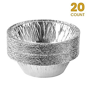 PLASTICPRO 6'' Inch Round Tin Foil Cake Pans Disposable Aluminum, Freezer & Oven Safe - For Baking, Cooking, Storage, Roasting, & Reheating, Pack of 20