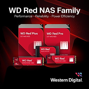 Western Digital 6TB WD Red Plus NAS Internal Hard Drive HDD - 5640 RPM, SATA 6 Gb/s, CMR, 128 MB Cache, 3.5" -WD60EFZX