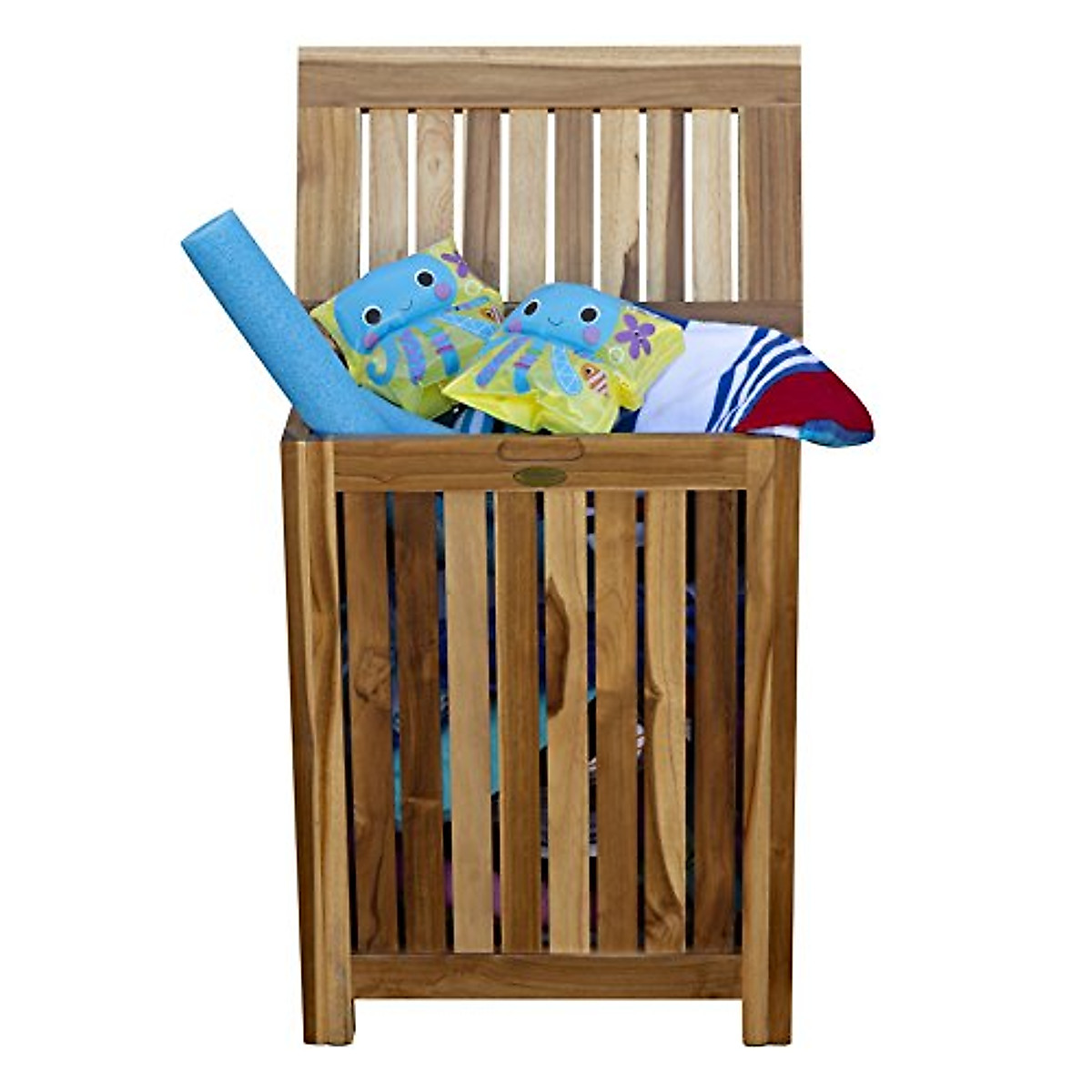 Decoteak H-004 Teak Solid Hamper, Brown
