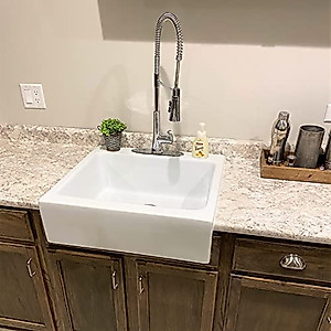 Sinkology SK452-26FC-3-AMZ Anna QuickFit Drop-in Farmhouse 25.85 in. 3-Hole Single Bowl Crisp White with Care IQ Kit Fireclay Kitchen Sink