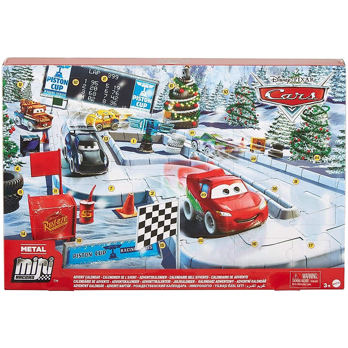 Disney Pixar Cars Minis Advent Calendar, One A Day Storytelling Racecar Accessories and Surprises, Holiday Gift, Family Christmas Activity, Present for Kids Age 3 Years and Older