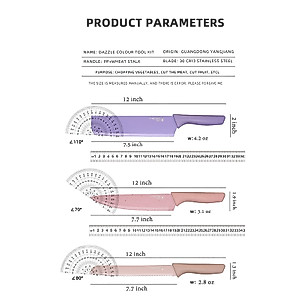 Colorful Kitchen Knives Set of 6 PCS Cute Fruit Knife Set with Gift Box,High Carbon Steel Kitchen Knife Set without Block, Environmental Wheat Straw Material Handle, Sharp Professional Chef Knife